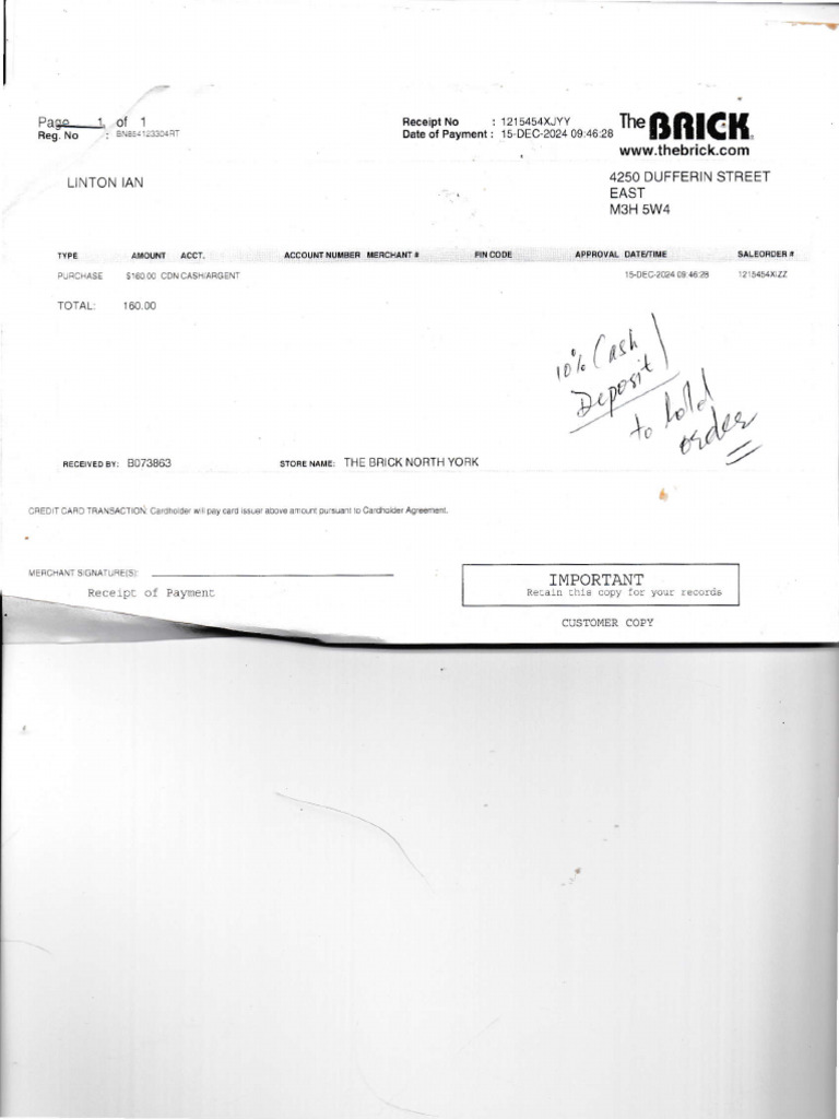 10% cash deposit hand written | PDF | Financial Technology | Finance ...