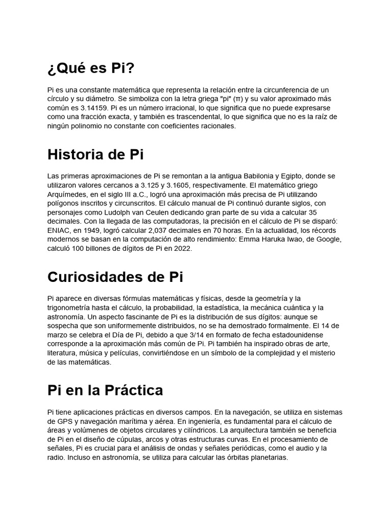 ¿Qué Es Pi | PDF | Pi | Matemáticas