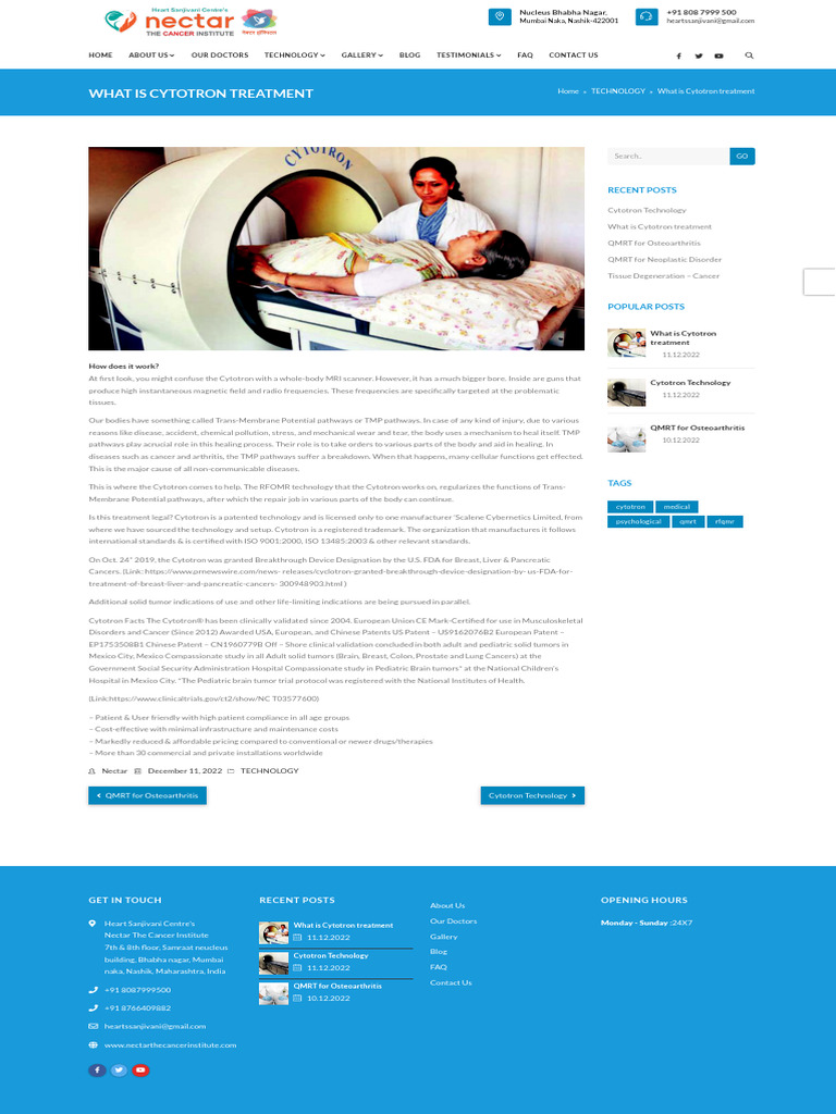 What Is Cytotron Treatment - Nectar The Cancer Institute | PDF | Cancer ...