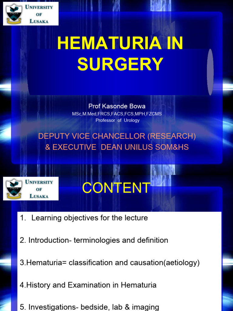 Hematuria in Surgery | PDF | Urinary System | Diseases And Disorders