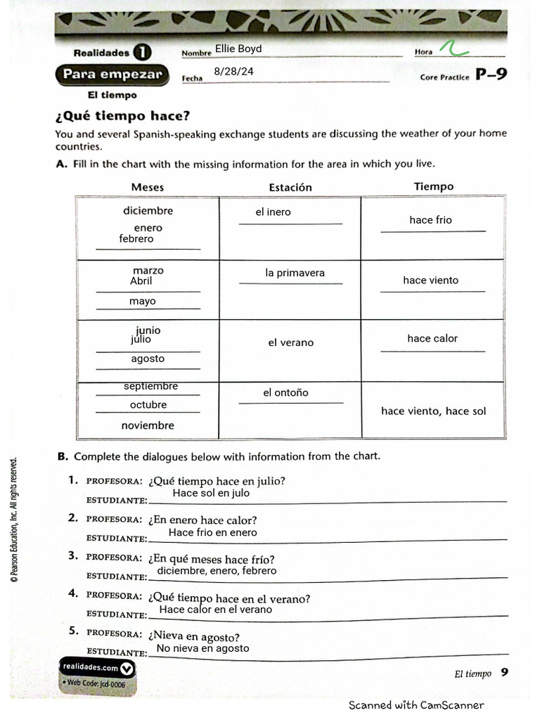 Climas y meses del año en español | PDF