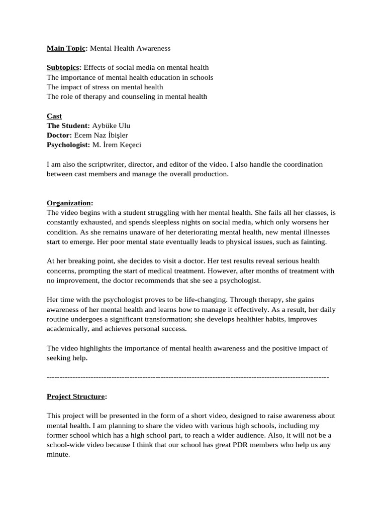 Term Project First Draft | PDF | Mental Health | Human Diseases And ...