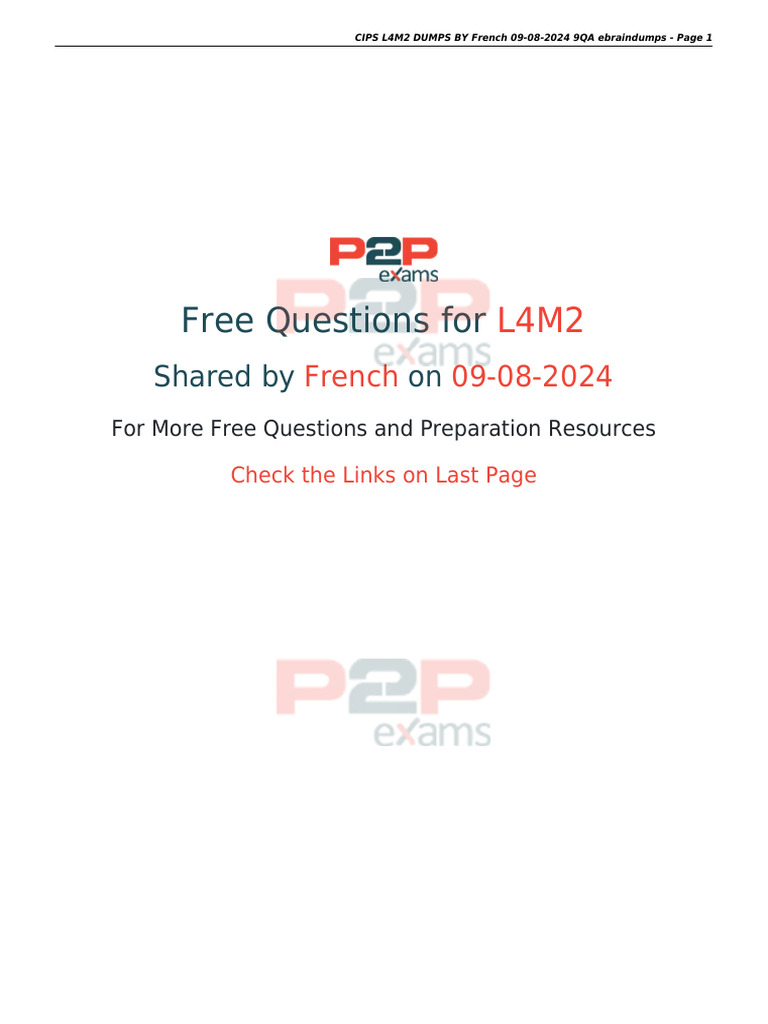 CIPS L4M2 Exam Questions and Dumps | PDF | Procurement | Simulation