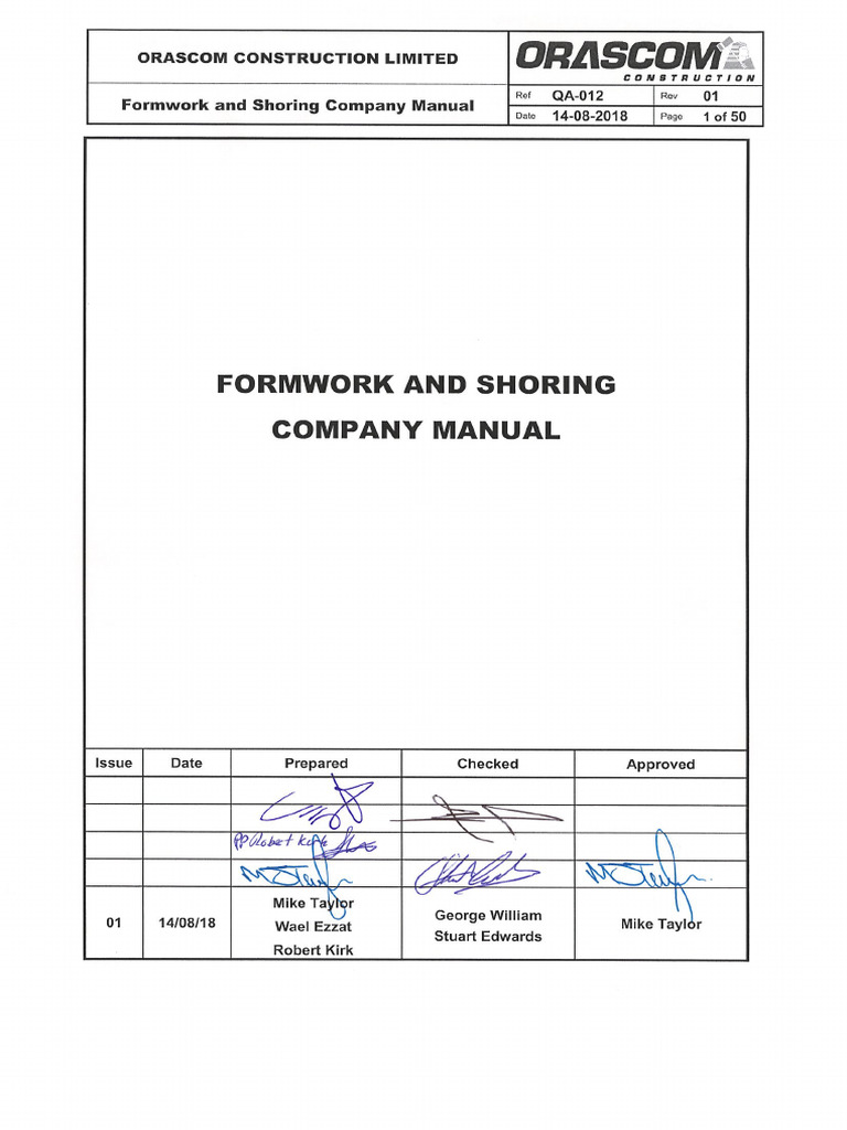 Orascom Construction Formwork Manual | PDF | Concrete | Crane (Machine)