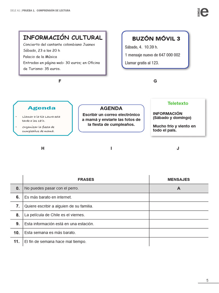 Nuevo DELE A1 Test-1-40-5 | PDF