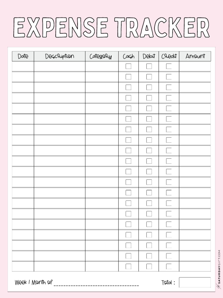 Monthly Expense Tracker PDF Spending Logs Cute Free Printables in 6 ...