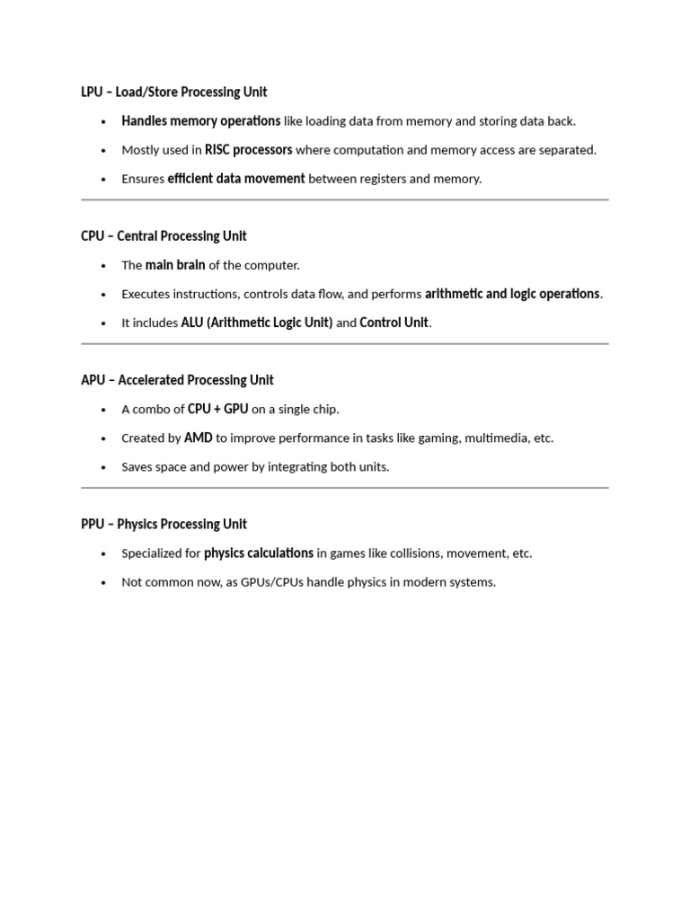 Overview of Processing Units in Computing | PDF