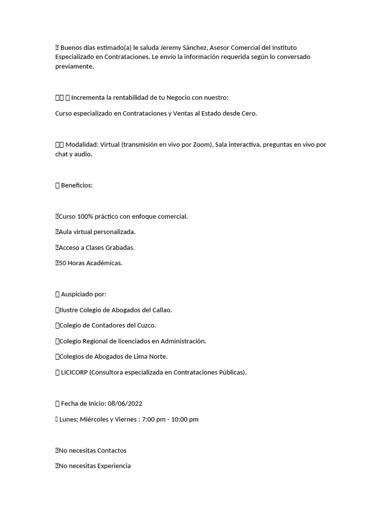 ? Buenos Días Estimado | PDF