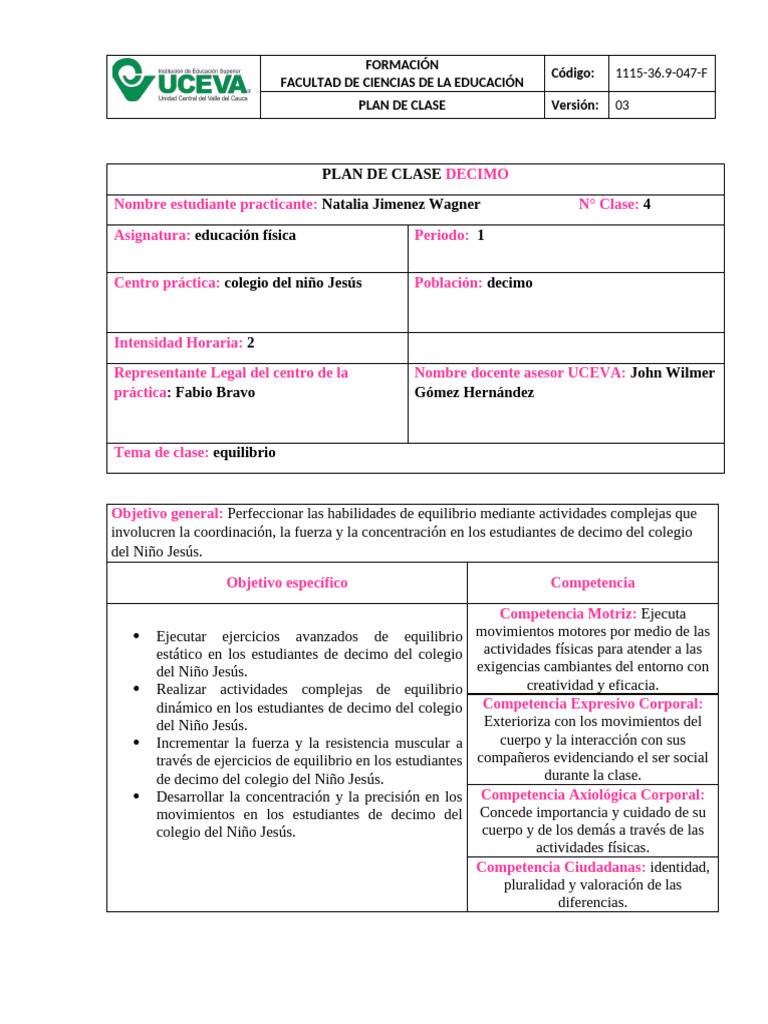 Plan Clase 4 | PDF | Enseñando | Cognición