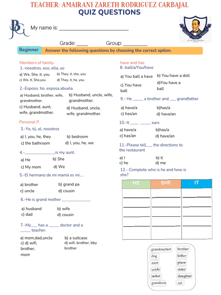 Daily Life Multiple Choice Quiz Worksheet in Orange Simple Style | PDF