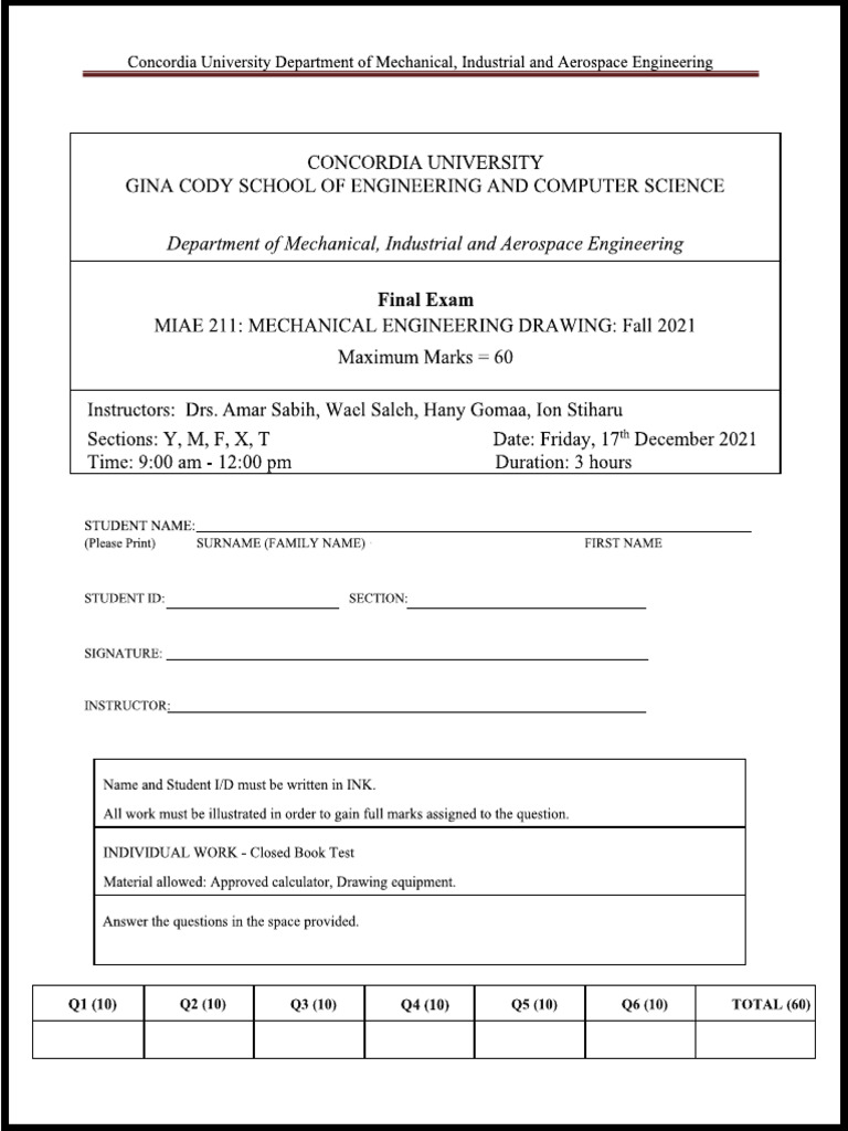 MIAE 211 - FINAL EXAM - (Fall 2021) | PDF