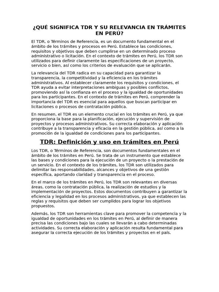 TDR Documento de Obra | PDF | Presupuesto | Perú