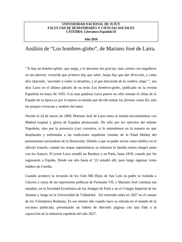 TP Análisis Larra | PDF | España