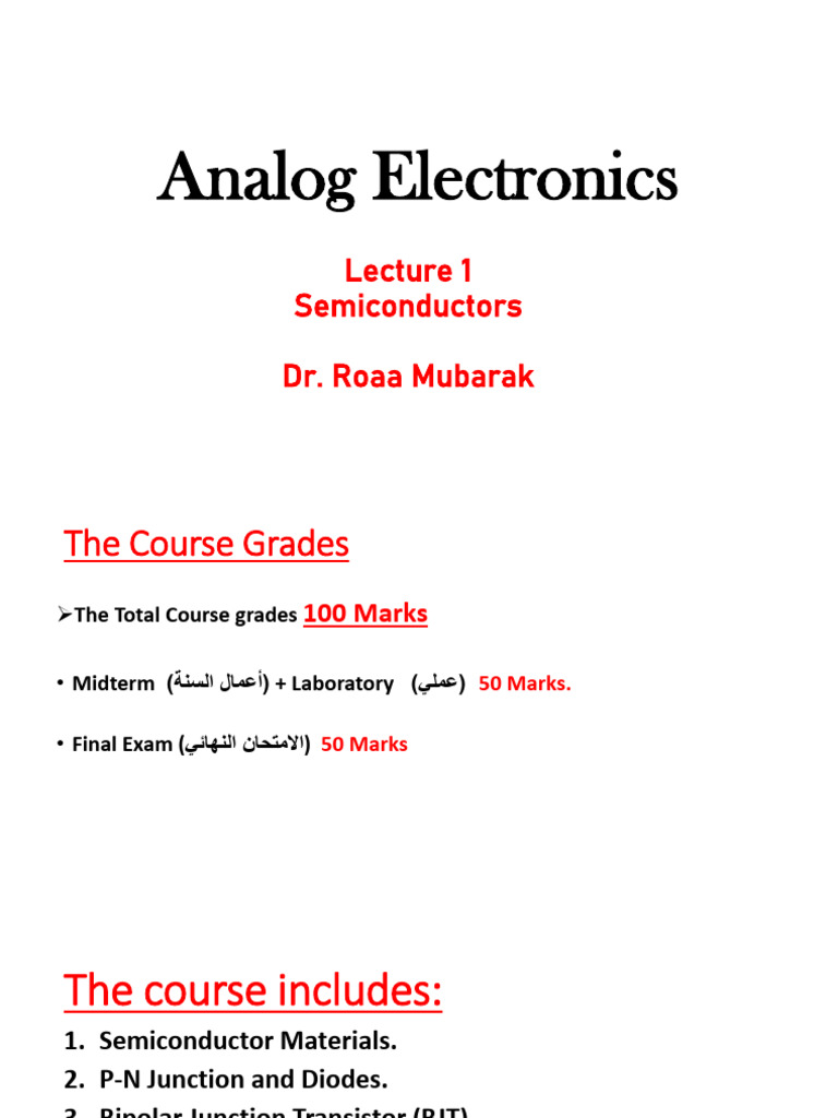 Analog Electronics Lecture 1 | PDF | Semiconductors | Electronics