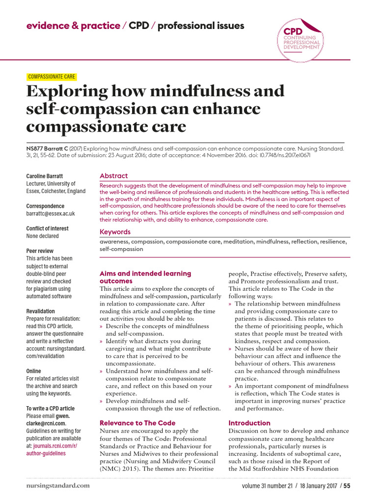 Exploring How Mindfulness and Self Compassion Can Enhance Compassionate ...