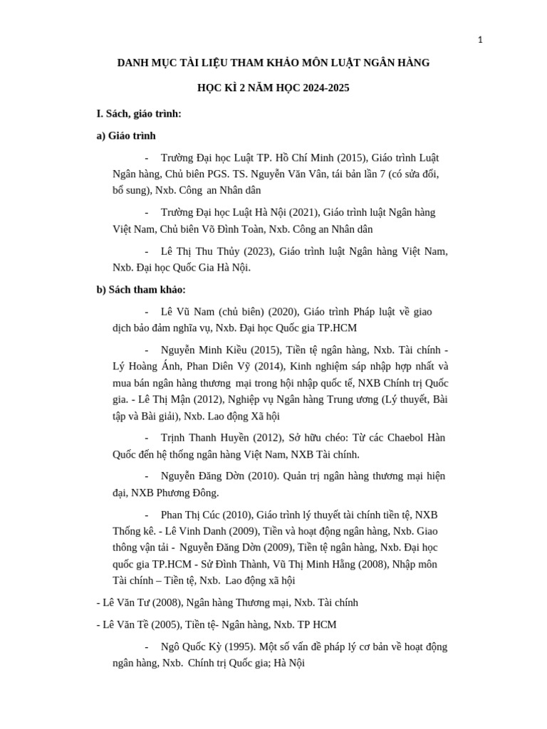 Danh muc TLTK_LNH_HK2_20242025 | PDF