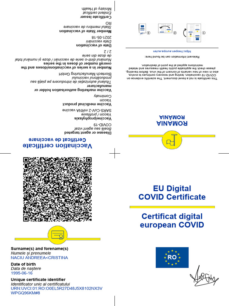 Andreea Certificat Verde | PDF