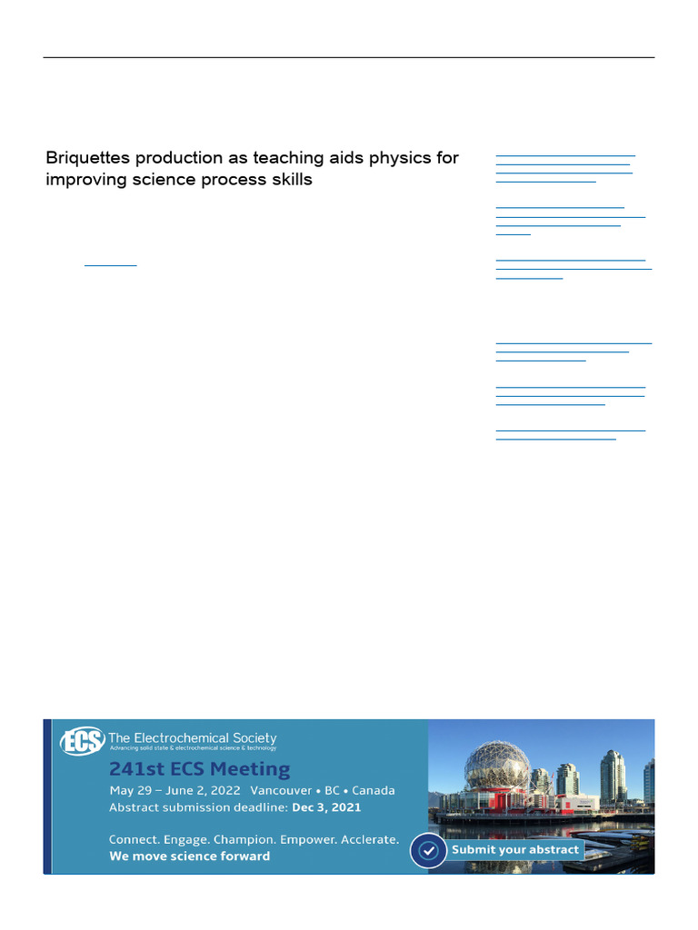 Briquettes Production As Teaching Aids Physics For Improving Science ...
