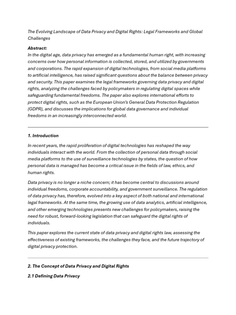 The Evolving Landscape of Data Privacy and Digital Rights | PDF ...