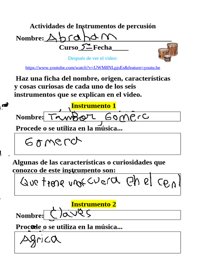 Actividades con Instrumentos Musicales Niños | PDF