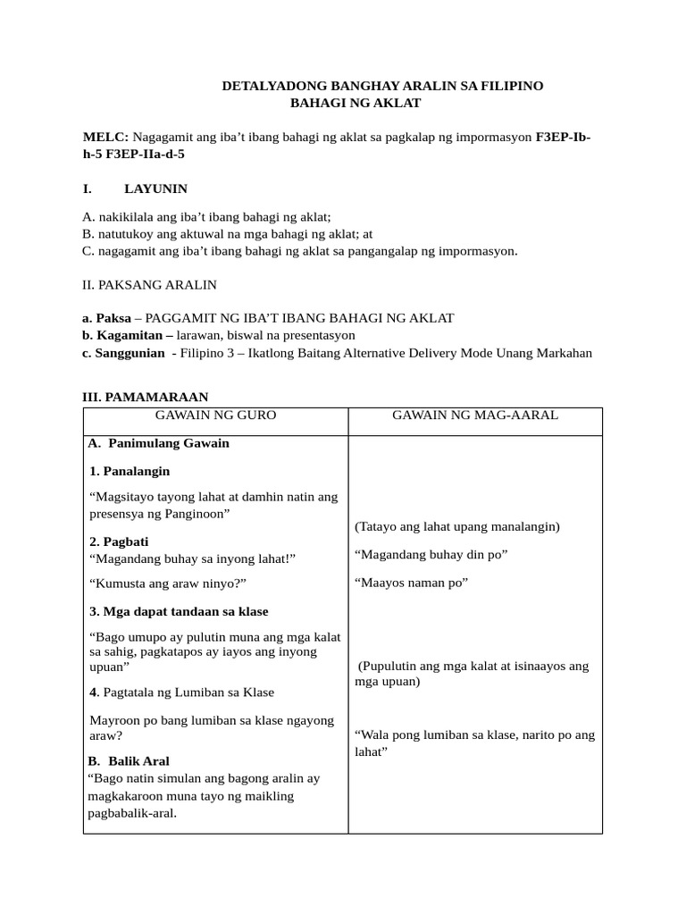 DLP Filipino - Elem | PDF