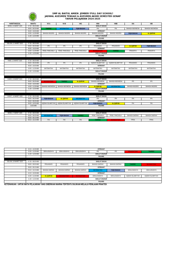 Jadwal Ats Genap TP 2024-2025 | PDF