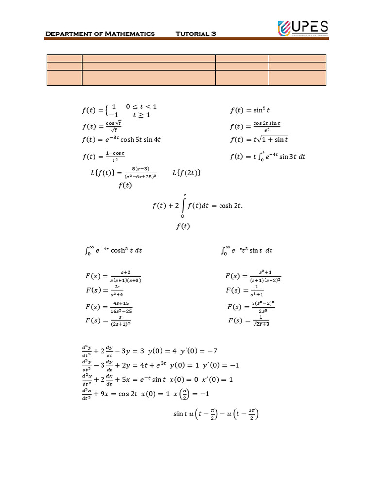 Tutorial 3 Aem 2 (Math1065) 2025 | PDF | Mathematics | Calculus