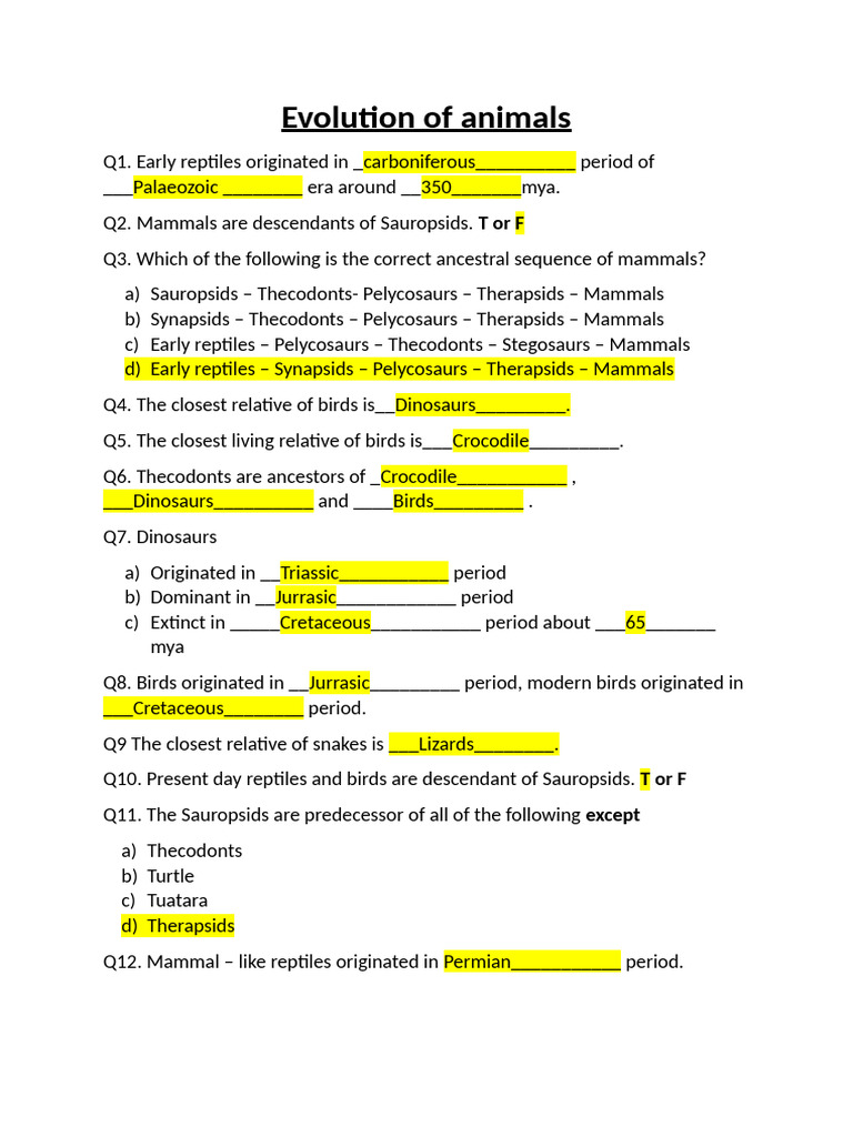 Evolution of Animal Solution | PDF