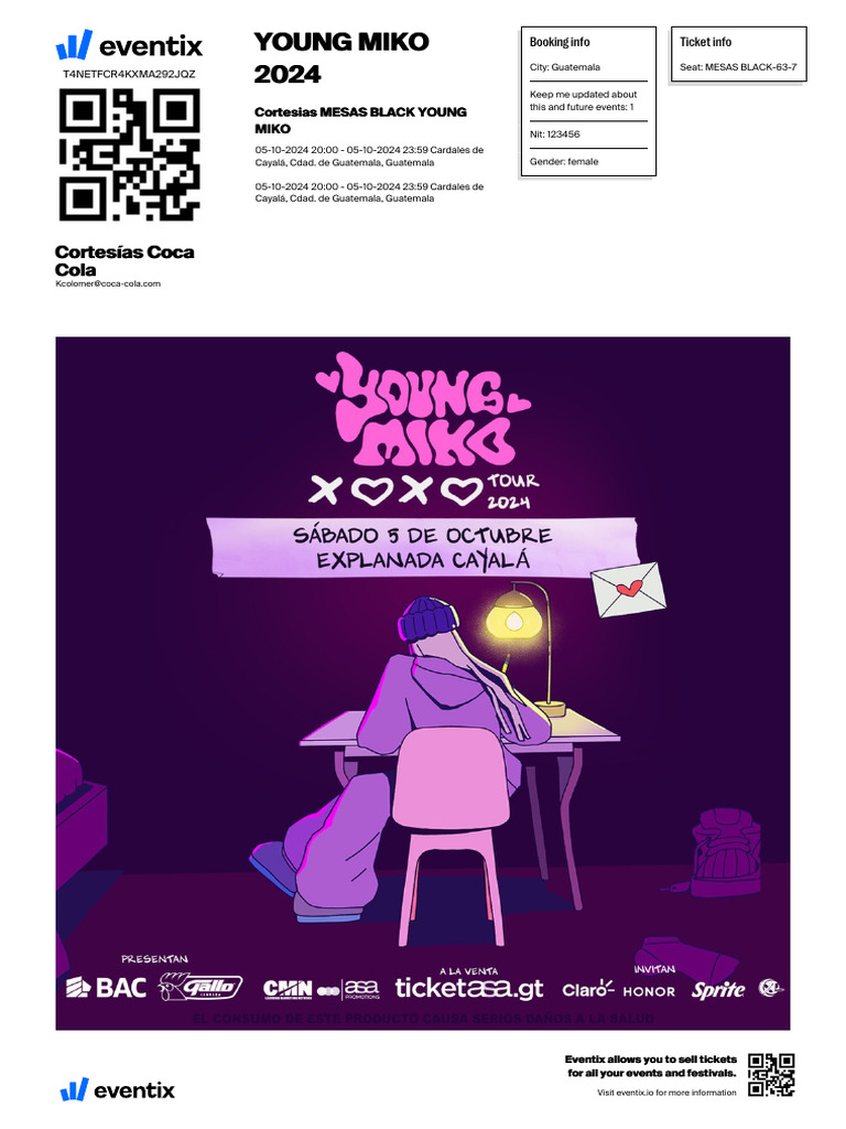 Xoxo tour, ticket YOUNG MIKO | PDF