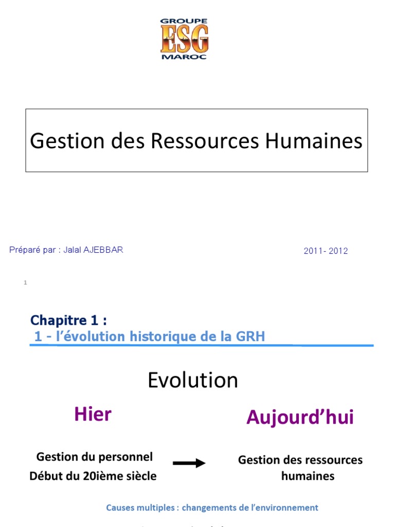 Évolution de la Gestion des Ressources Humaines | PDF | Recrutement ...