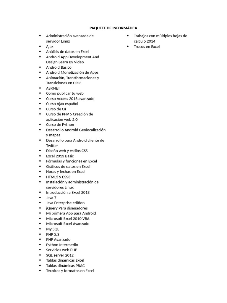 PAQUETE DE INFORMÁTICA | PDF