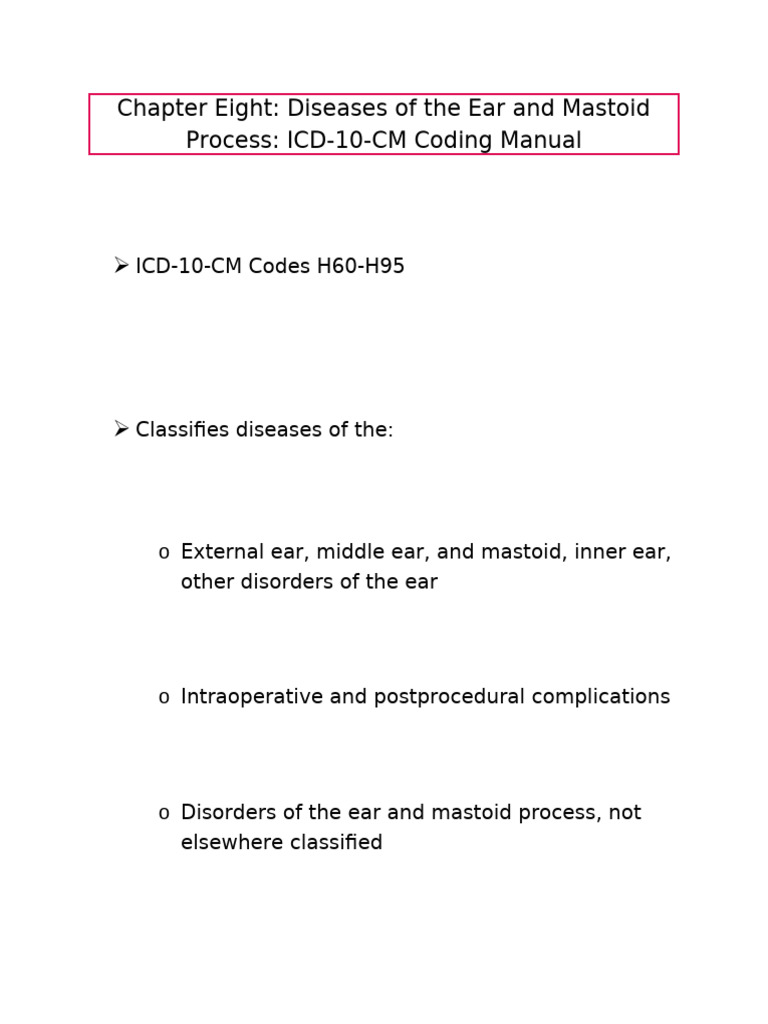 Chapter Eight Diseases of The Ear and Mastoid Process ICD-10 | PDF