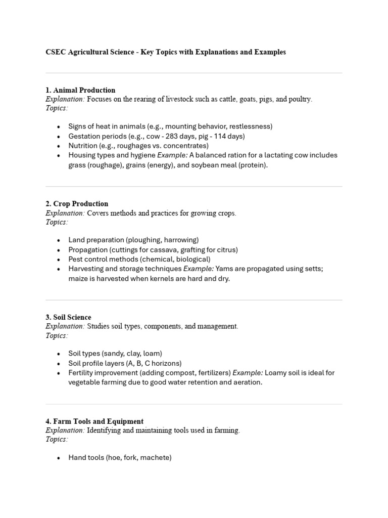 CSEC Agricultural Science Topics Guide | PDF | Agriculture | Irrigation