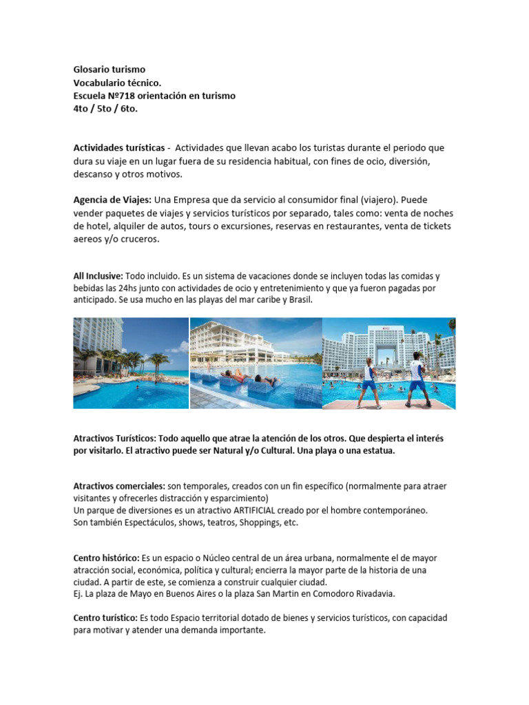 VOCABULARIO TECNICO EN TURISMO Primera Parte | PDF | Turismo | Buenos Aires