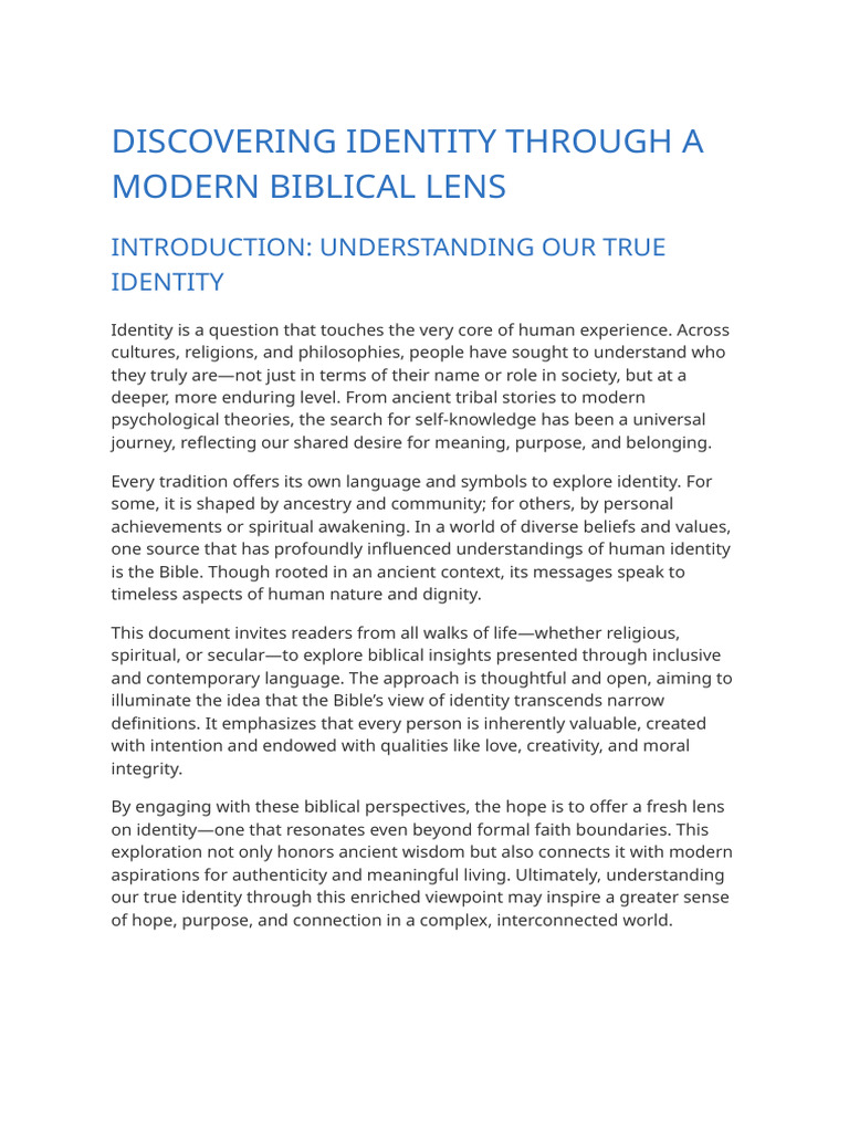 Discovering Identity Through a Modern Biblical Lens | PDF | Identity ...