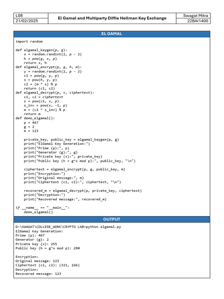 EL-GAMAL Multiparty DH | PDF | Public Key Cryptography | Cyberwarfare