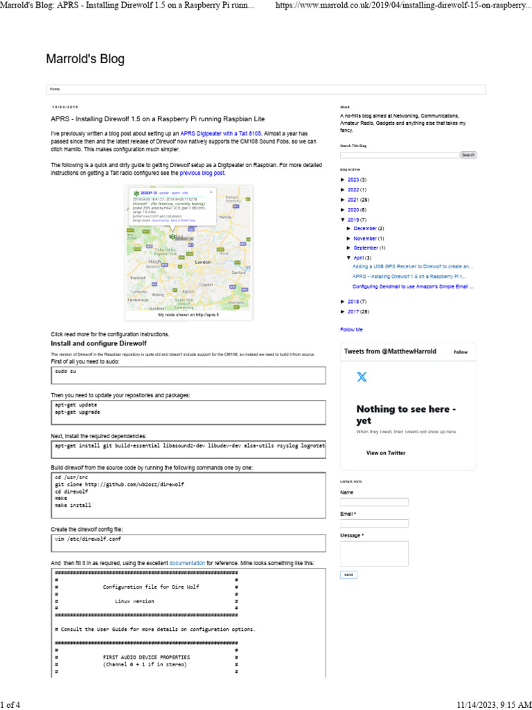 Marrold's Blog APRS - Installing Direwolf 1.5 On A Raspberry Pi Running Raspbian Lite | PDF ...