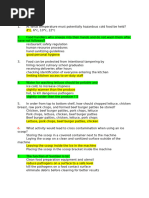 Food Hygiene Quiz Answers | PDF | Hygiene | Foods