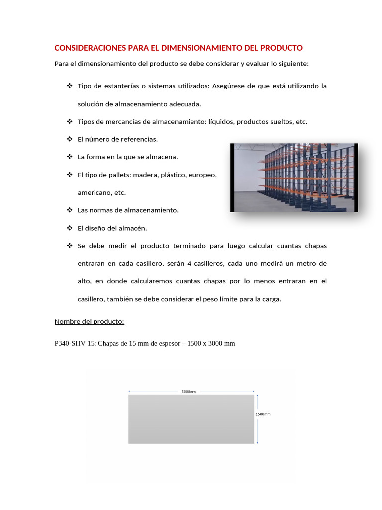 Consideraciones para El Dimensionamiento Del Producto | PDF