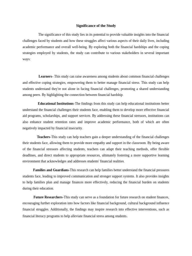 Significance of The Study | PDF | Stress (Biology) | Employee Retention