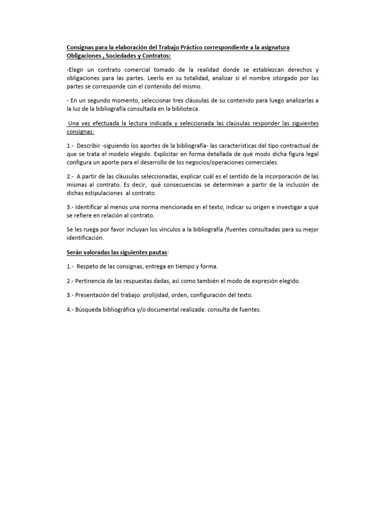 Consignas TP Contratos | PDF