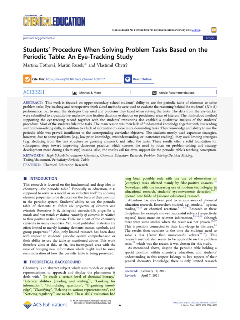 02 Students' Procedure When Solving Problem Tasks | PDF | Chemistry ...