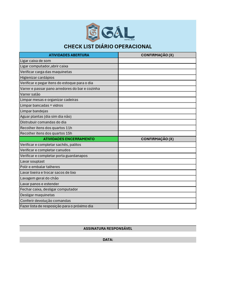 CHECK LIST DIARIO OPERACIONAL | PDF
