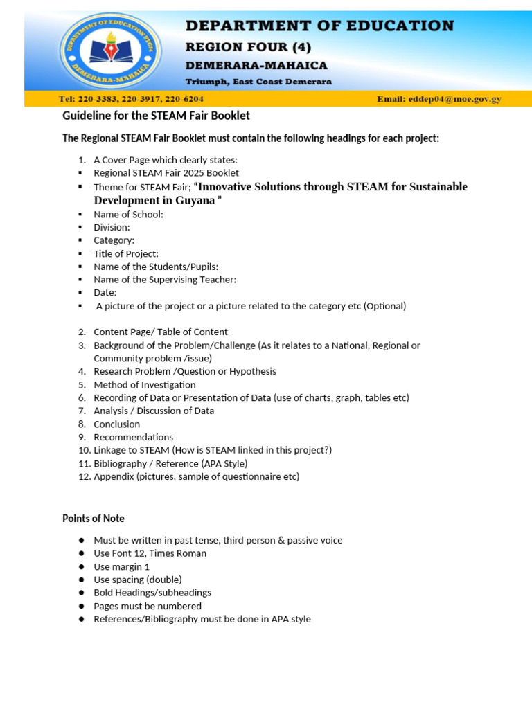 Science Fair Booklet Guidelines | PDF