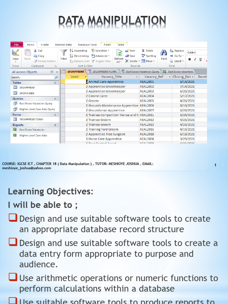 Igcse Ict CHPT 18 Databases | PDF | Databases | Table (Database)