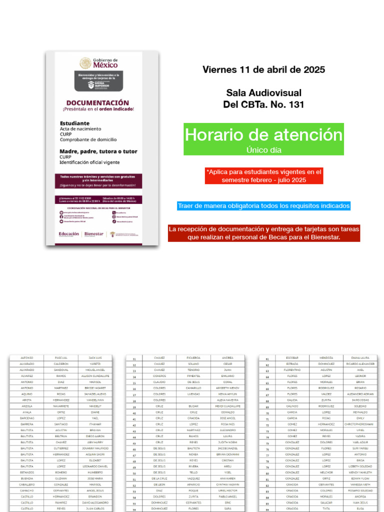 Entrega de Tarjetas CBTa No. 131 | PDF