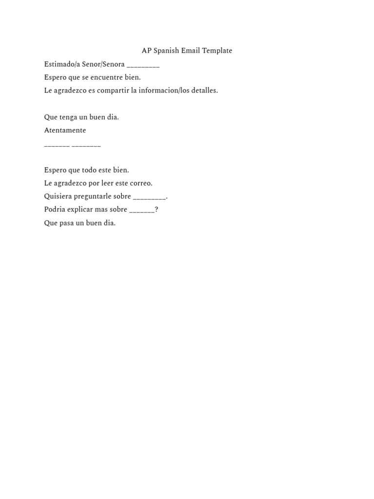 AP Spanish Email Template | PDF