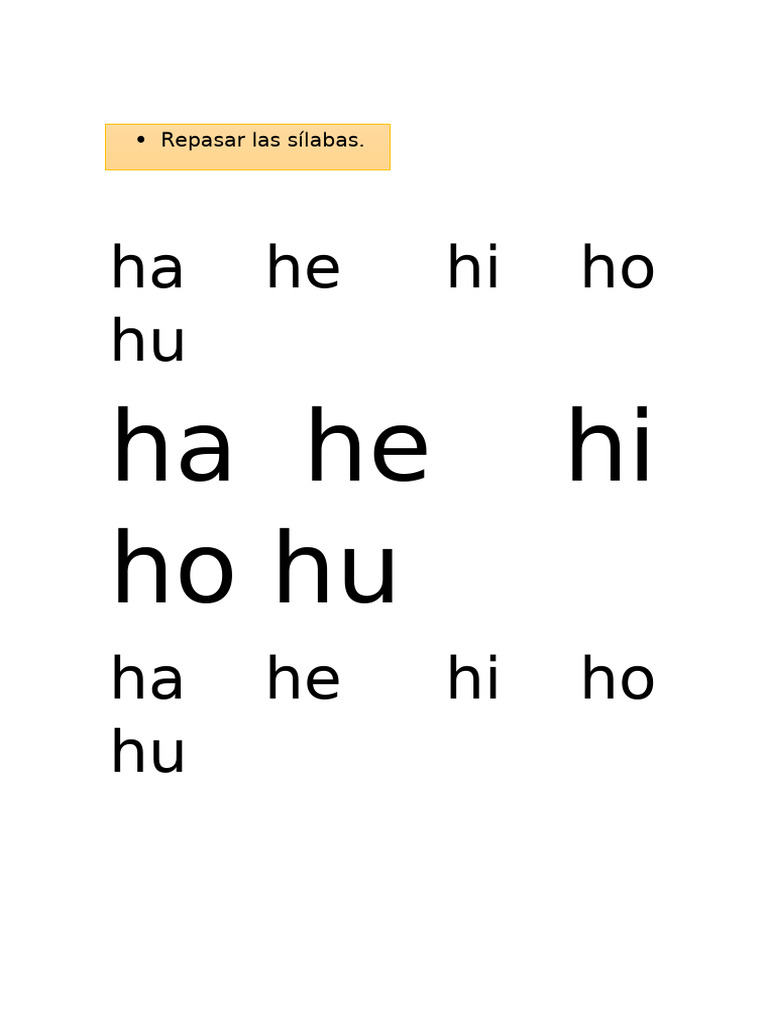 Fonema Ha, He, Hi, Ho, Hu | PDF