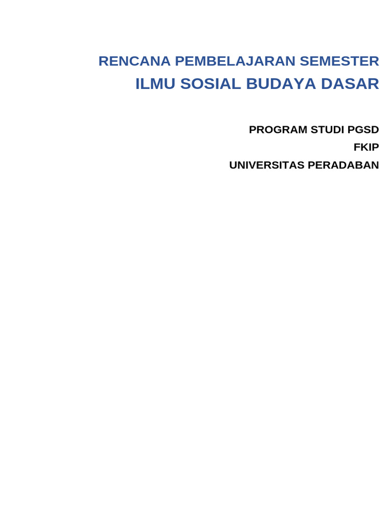1.6. RPS Ilmu Sosial Budaya Dasar | PDF