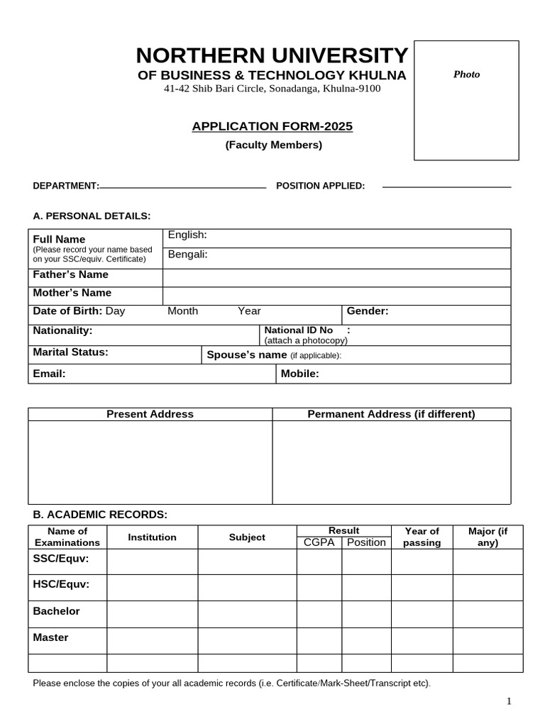 Application For Faculty 2025 | PDF | Educational Stages | Qualifications